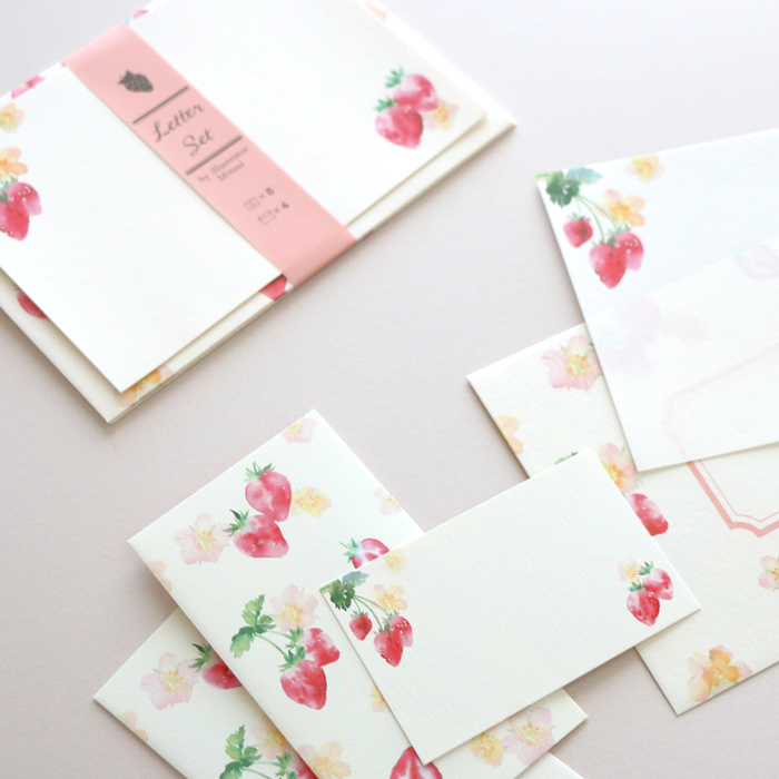 いちごレターセット | Chikako Mitsui｜Illustrator